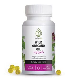 teliaoils wild oregano oil softgels capsules. high carvacrol and quality, 60 softgels