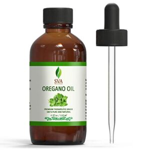 sva organics oregano essential oil | very strong | 4 oz (118 ml) - 100% pure, natural, premium therapeutic grade for overall wellness and health, massages, diy products, complete body care.