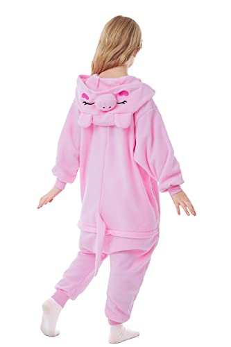 CANASOUR Unisex Halloween Kids Pink Pig Onesie For 6-8 Years Girls Costume Party Cosplay Pyjamas (Height 47-51”, 6 Years, Pig)