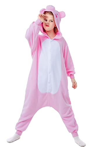 CANASOUR Unisex Halloween Kids Pink Pig Onesie For 6-8 Years Girls Costume Party Cosplay Pyjamas (Height 47-51”, 6 Years, Pig)