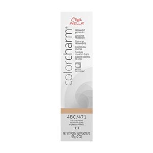 wella color charm permanent gel, hair color for gray coverage, 4bc iced espresso