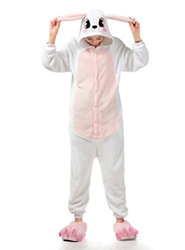 UreeUine Ultra Soft Plush Pink Easter Bunny Costume Cosplay Sleepsuit S