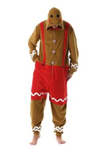 #followme 6446-s men's adult onesie/mens pajamas, gingerbread man, small