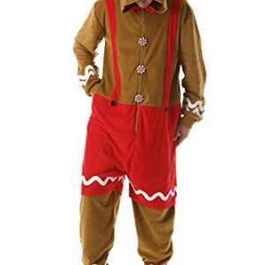 #FollowMe 6446-S Men's Adult Onesie/Mens Pajamas, Gingerbread Man, Small