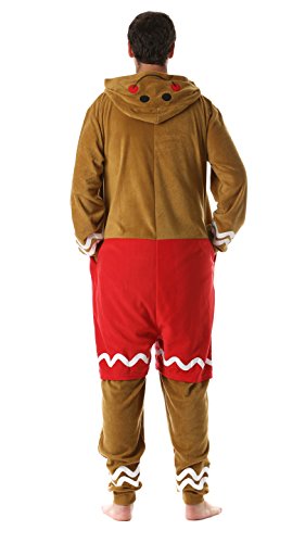 #FollowMe 6446-S Men's Adult Onesie/Mens Pajamas, Gingerbread Man, Small