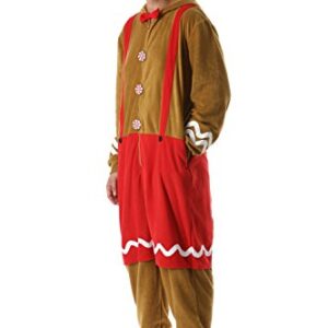 #FollowMe 6446-S Men's Adult Onesie/Mens Pajamas, Gingerbread Man, Small