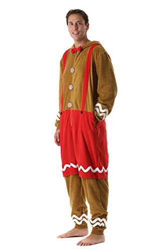 #FollowMe 6446-S Men's Adult Onesie/Mens Pajamas, Gingerbread Man, Small