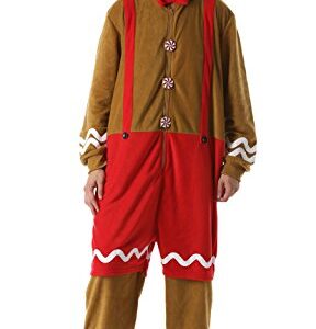 #FollowMe 6446-S Men's Adult Onesie/Mens Pajamas, Gingerbread Man, Small