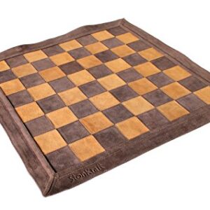 StonKraft - Big Size 19" x 19" Genuine Leather Chess Board | Roll-up Tournament Chess | Brown Suede