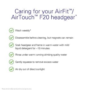 ResMed Airfit/AirTouch F20 Headgear - Replacement Headgear - Extra Soft with Plush Straps - Standard/Medium, Blue