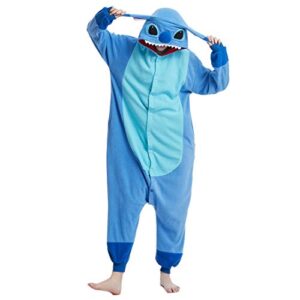 ogu' deal unisex-adult onesie pajamas stitch animal sleepwear for halloween party costumes,daily cartoon outfit(blue,xl)