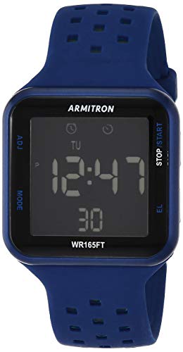 Armitron Sport Unisex 40/8417BLU Grey Accented Digital Chronograph Blue Perforated Silicone Strap Watch