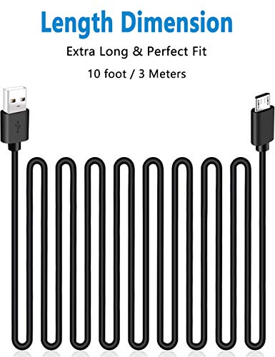 3Pack 10FT PS4 Charger Cord for Xbox One Controller,PS4 Charging Cable,Micro USB Cable for Xbox One S/X Slim Elite Controller,Playstation 4 Games,Dualshock 4 Controller Data Sync Cord