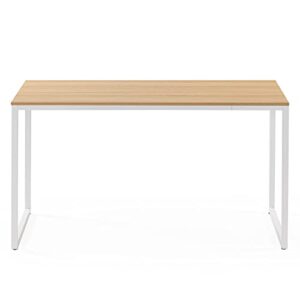 ZINUS Jennifer 55 Inch White Frame Desk, Computer Workstation, Office Desk, Dining Table, Easy Assembly, Natural