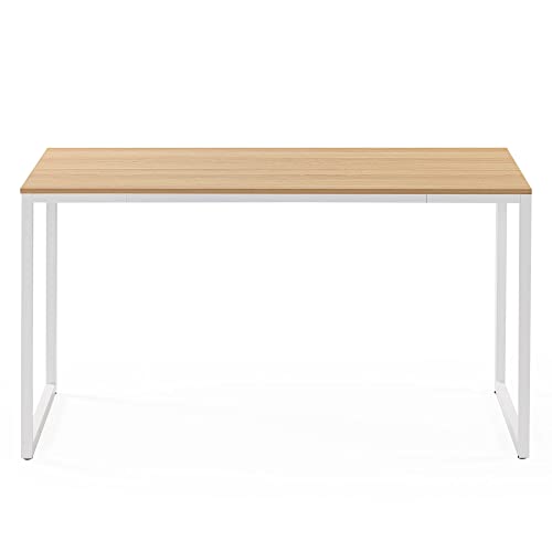 ZINUS Jennifer 55 Inch White Frame Desk, Computer Workstation, Office Desk, Dining Table, Easy Assembly, Natural