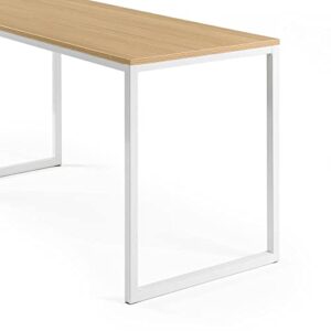 ZINUS Jennifer 55 Inch White Frame Desk, Computer Workstation, Office Desk, Dining Table, Easy Assembly, Natural