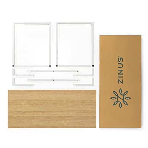 ZINUS Jennifer 55 Inch White Frame Desk, Computer Workstation, Office Desk, Dining Table, Easy Assembly, Natural