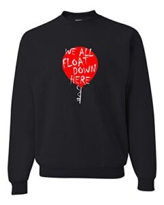 medium black adult we all float down here red balloon sweatshirt crewneck