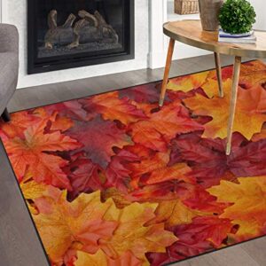 naanle autumn leaves area rug 4'x6', fall leaves polyester area rug mat for living dining dorm room bedroom home decorative