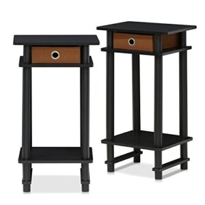 furinno turn-n-tube end table, 2-pack, espresso