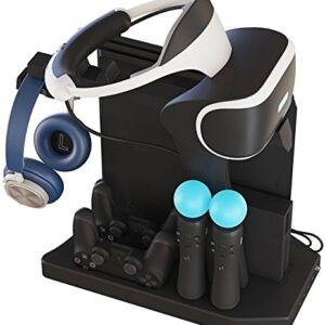 Skywin PSVR Stand Compatible with PS4 VR - PS4 Cooling Station and Charging Dock for Playstation VR Stand to Charge PS VR Controllers and Accessories