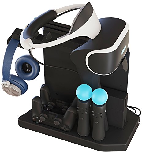 Skywin PSVR Stand Compatible with PS4 VR - PS4 Cooling Station and Charging Dock for Playstation VR Stand to Charge PS VR Controllers and Accessories