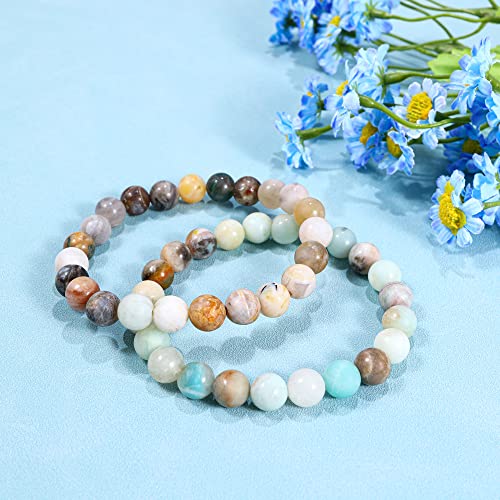 Bivei Natural Gem Semi Precious Reiki Healing Crystals Handmade 8mm Round Beads Stretch Bracelet