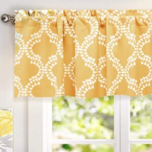 driftaway julianna valance geometric leaf pattern thermal blackout window curtain valance rod pocket 52 inch by 18 inch plus 2 inch header golden yellow