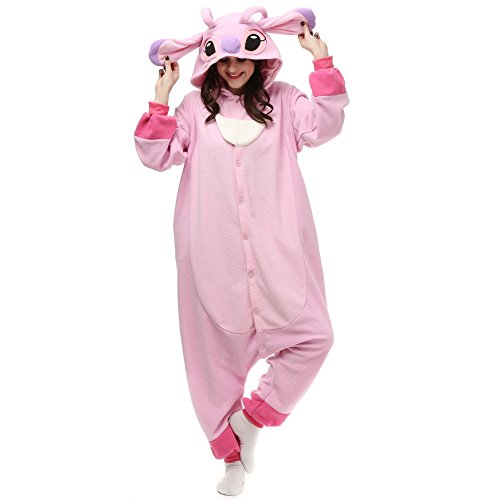 Wishliker Halloween Stitch Kigurumi Onesie Pajamas Costume Unisex Adult Pink,M:160-169cm(5'3"-5'6")