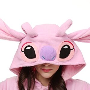 Wishliker Halloween Stitch Kigurumi Onesie Pajamas Costume Unisex Adult Pink,M:160-169cm(5'3"-5'6")