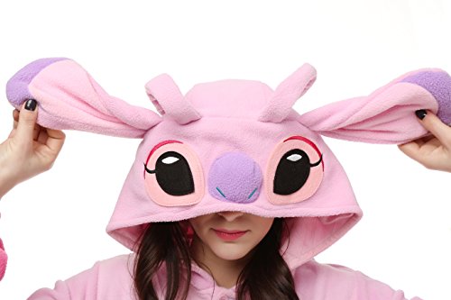 Wishliker Halloween Stitch Kigurumi Onesie Pajamas Costume Unisex Adult Pink,M:160-169cm(5'3"-5'6")