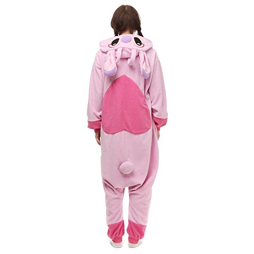 Wishliker Halloween Stitch Kigurumi Onesie Pajamas Costume Unisex Adult Pink,M:160-169cm(5'3"-5'6")