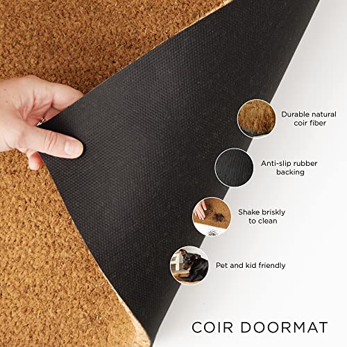 DII Natural Coir Outdoor Doormat, Fall & Thanksgiving Seasonal Mat, 17x29", Give Thanks Pumpkin