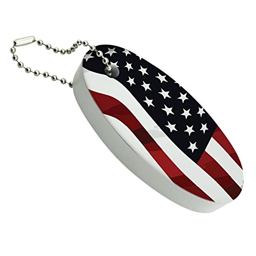 GRAPHICS & MORE US American Flag Stars and Stripes Waving United States USA Floating Keychain Oval Foam Fishing Boat Buoy Key Float