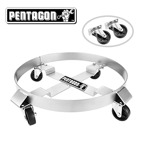 5044 Pentagon Tool | Heavy Duty | 5 and 30-Gallon Drum Dolly | Single | Silver