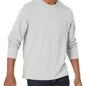 Amazon Essentials Men's Regular-Fit Long-Sleeve T-Shirt, Light Grey Heather, Large