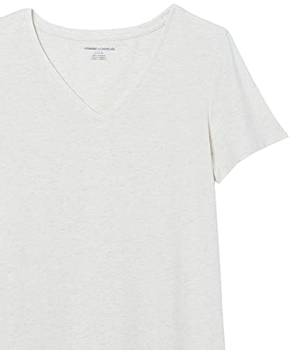 Amazon Essentials Women's Classic-Fit Short-Sleeve V-Neck T-Shirt, Pack of 2, Olive/Oatmeal Heather, Large