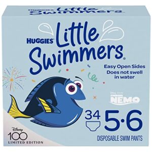 huggies little swimmers disposable swim diapers, size 5-6 (32+ lbs), 34 ct