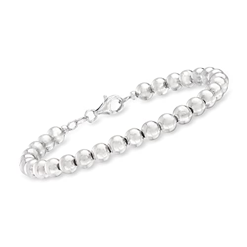 Ross-Simons Italian 6mm Sterling Silver Bead Bracelet. 7.5 inches