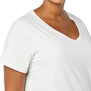 Amazon Essentials Women's Classic-Fit Short-Sleeve V-Neck T-Shirt, Pack of 2, White, Large