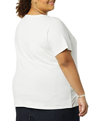 Amazon Essentials Women's Classic-Fit Short-Sleeve V-Neck T-Shirt, Pack of 2, White, Large