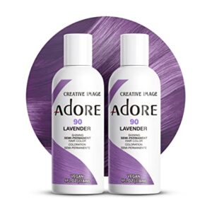 Adore Semi Permanent Hair Color - Vegan and Cruelty-Free Hair Dye - 4 Fl Oz - 090 Lavender (Pack of 2)