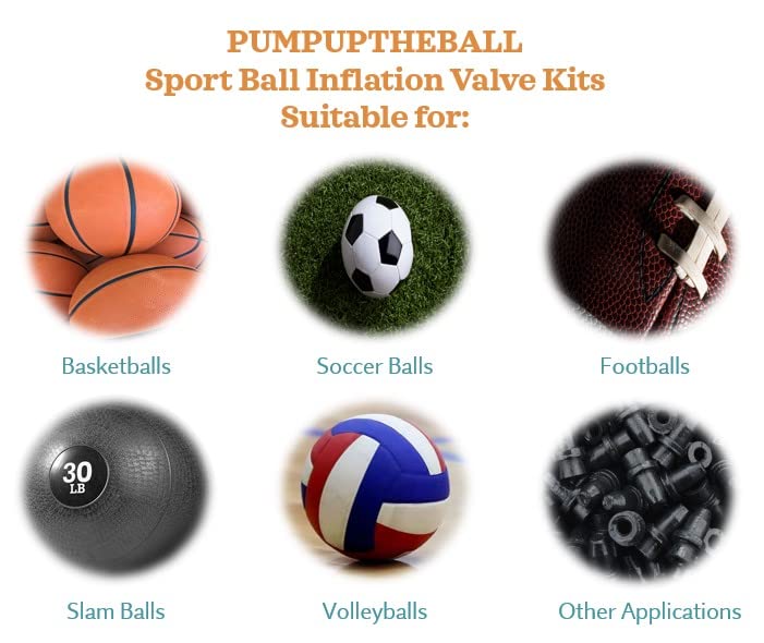 pumpuptheball Sport Ball Inflation Valve Kit (5 Replacement Valves) for Basketball, Soccer, Volleyball and Football