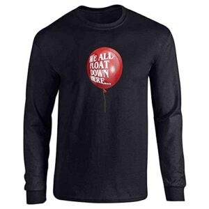 pop threads we all float down here balloon halloween horror long sleeve tee t-shirt black m