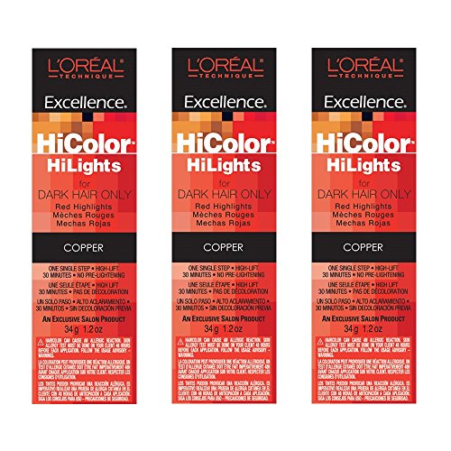 L'Oreal HiColor HiLights COPPER Permanent Hair Color Tint HC-05104 (3 Pack)