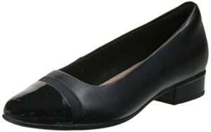 clarks womens juliet monte pump, black leather/synthetic, 8.5 wide us