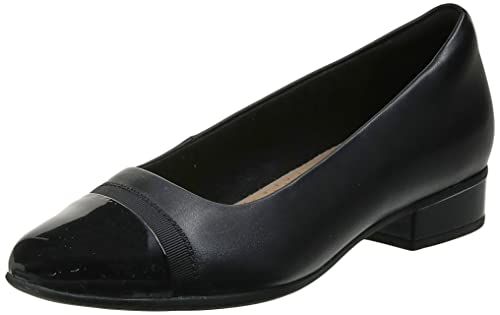 Clarks womens Juliet Monte Pump, Black Leather/Synthetic, 8.5 Wide US