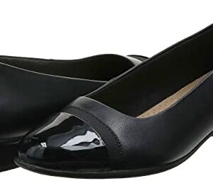 Clarks womens Juliet Monte Pump, Black Leather/Synthetic, 8.5 Wide US