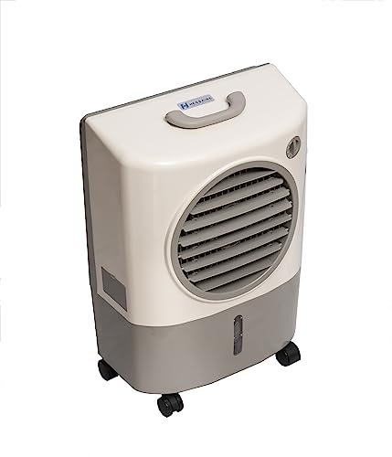 Hessaire MC18M Portable Evaporative Cooling Fan, Indoor/Outdoor Low Humidity Environments, 1300 CFM, 500 sq. ft., 2-Speed Fan, 53.4 dB, White