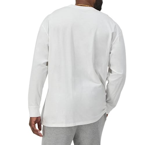 Champion Long Sleeve, Classic T-Shirt for Men (Reg. or Big & Tall), White Script, Medium